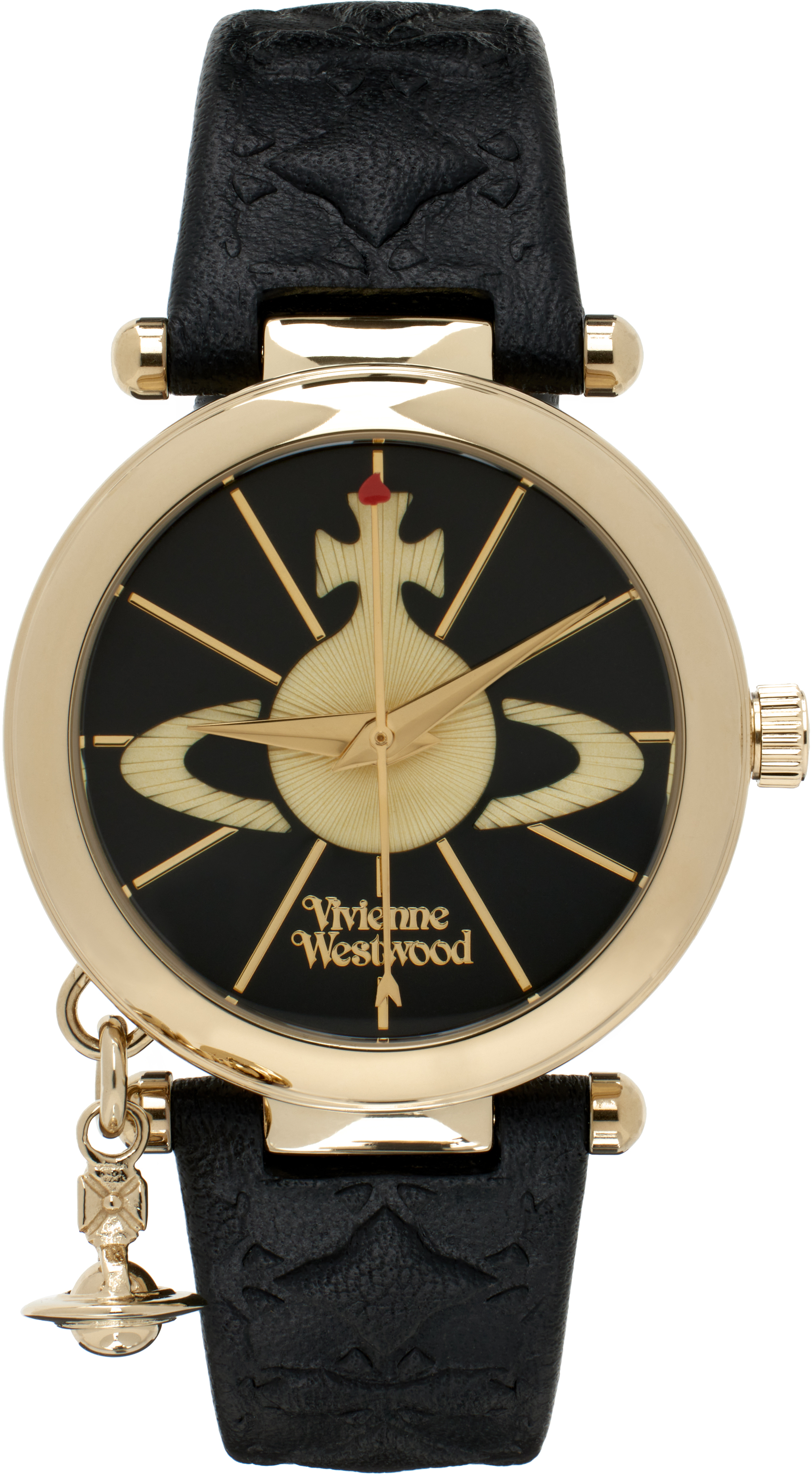 Vivienne Westwood Orb Strap Watch - Black & Gold | Editorialist